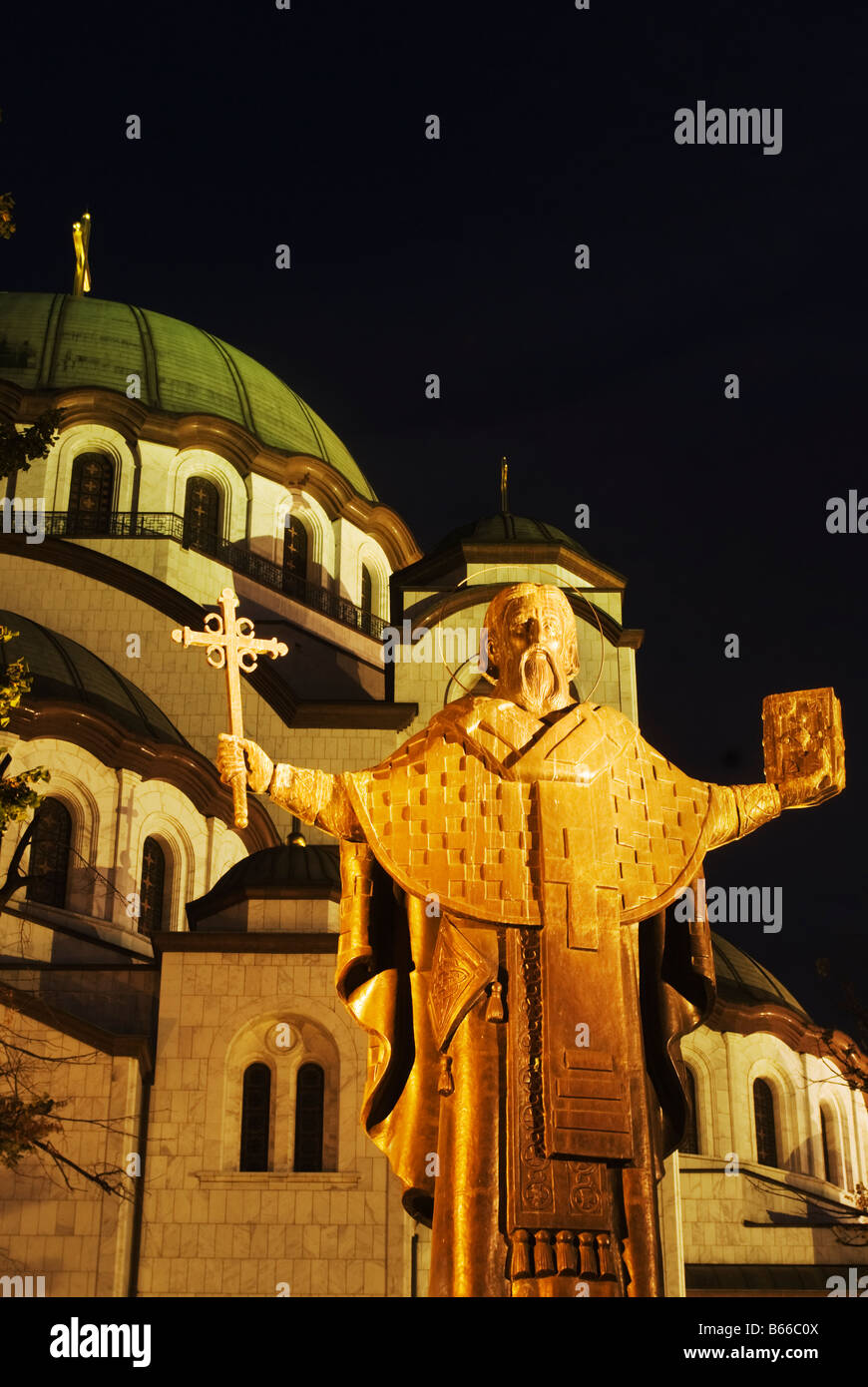 Statue of St Sava outside Sveti Sava Orthodox church, largest Orthodox ...