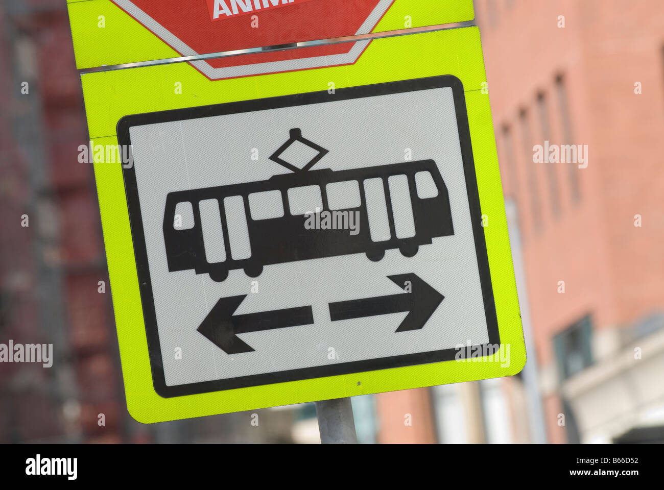 Tram crossing sign Stock Photo - Alamy