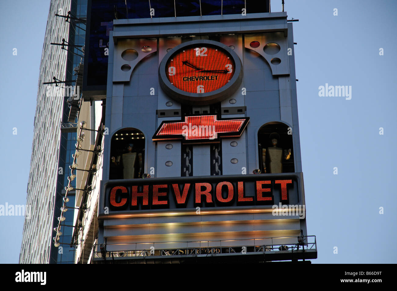 Chevrolet company name in lights on Broadway New York USA Stock Photo ...