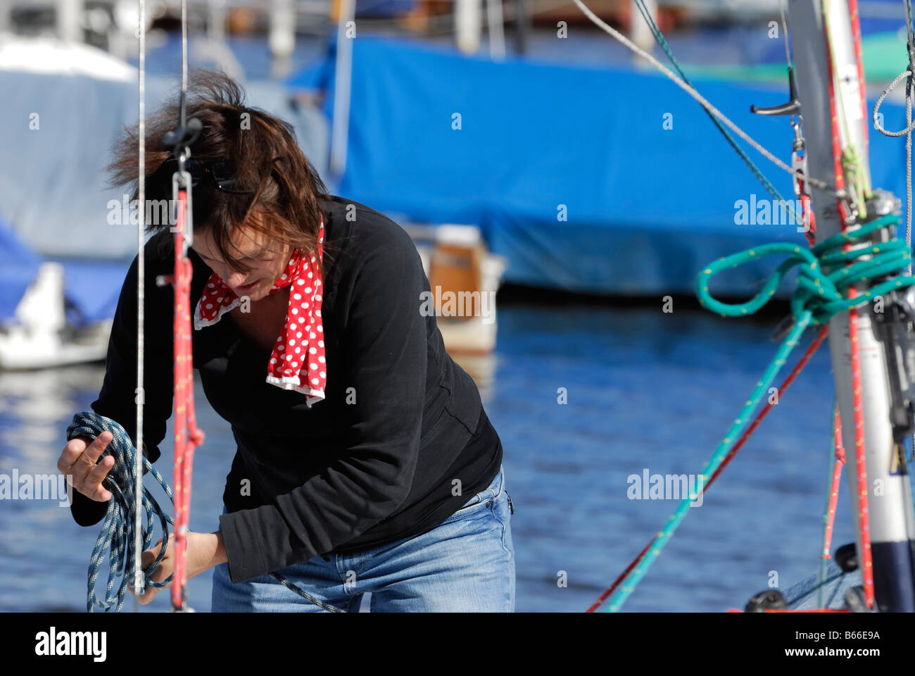 A young girl at the yacht club pier Hamburg Germany Stock Photo - Alamy