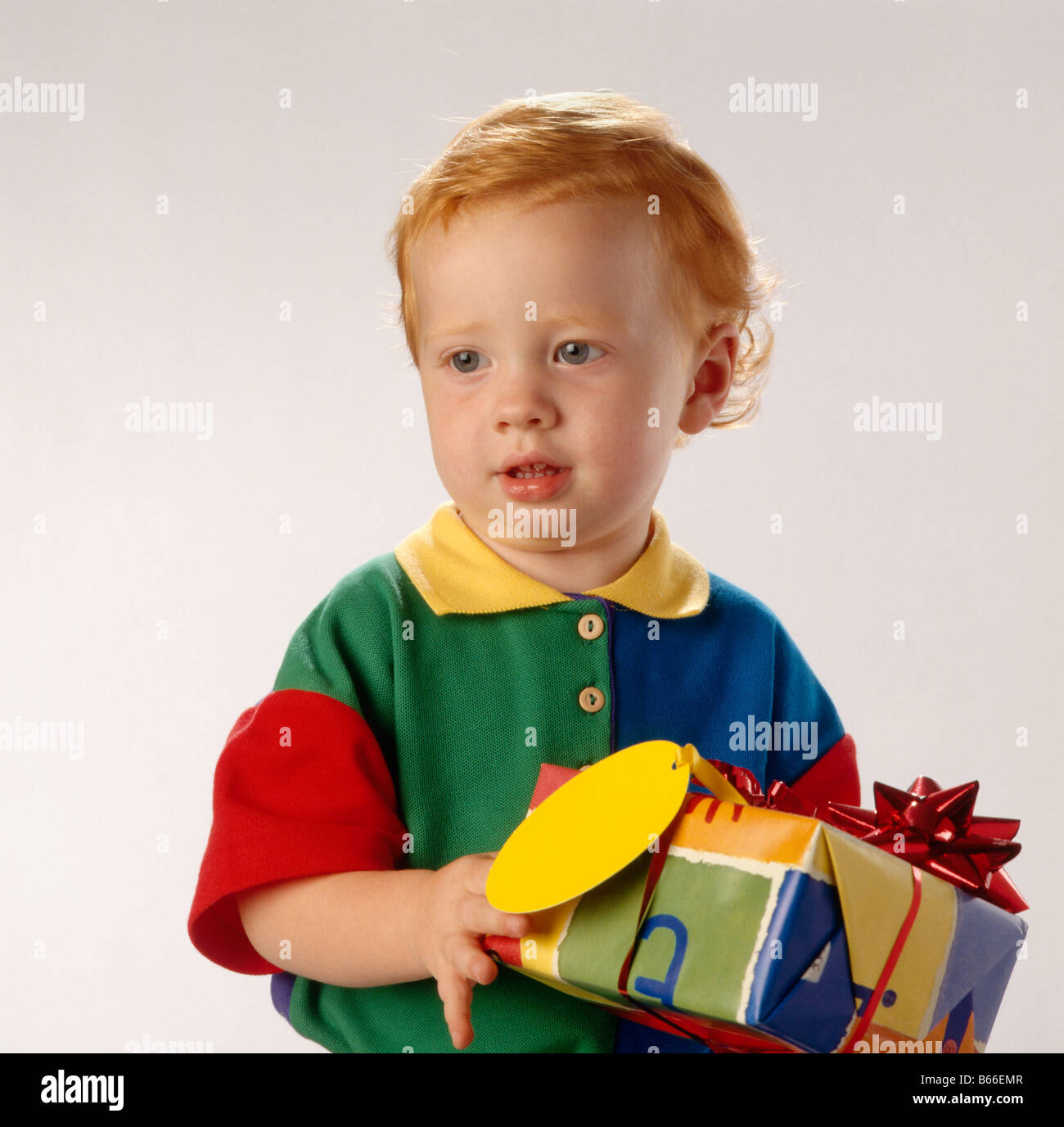 Boy with present Stock Photo - Alamy