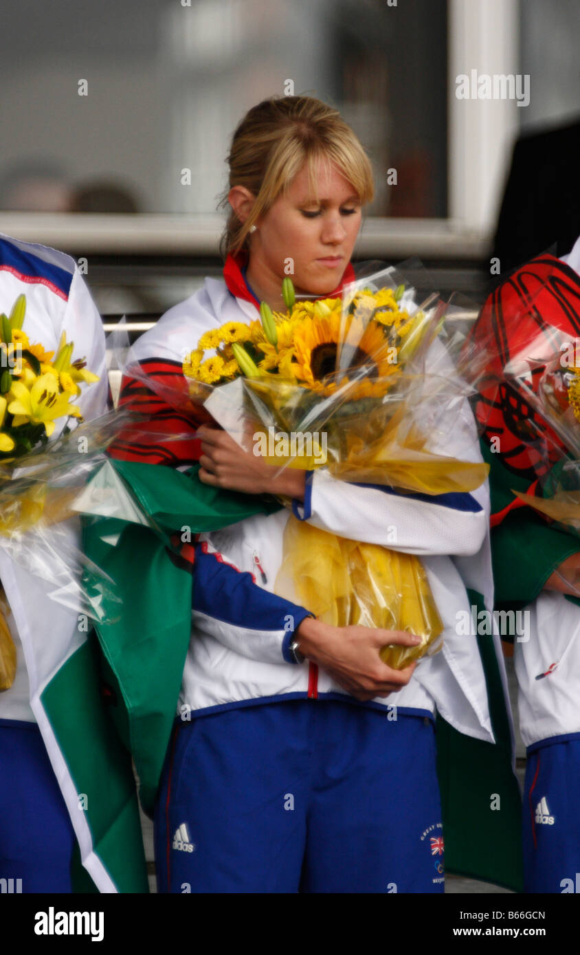 Welsh Athlete, Jemma Lowe, at a ceremony in Cardiff Bay to welcome home ...