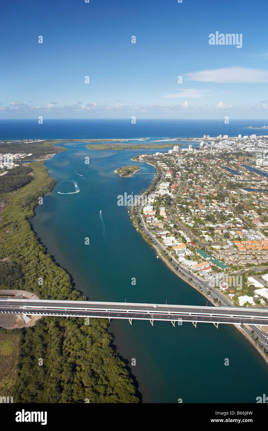 Maroochy River Maroochydore Sunshine Coast Queensland Australia aerial ...