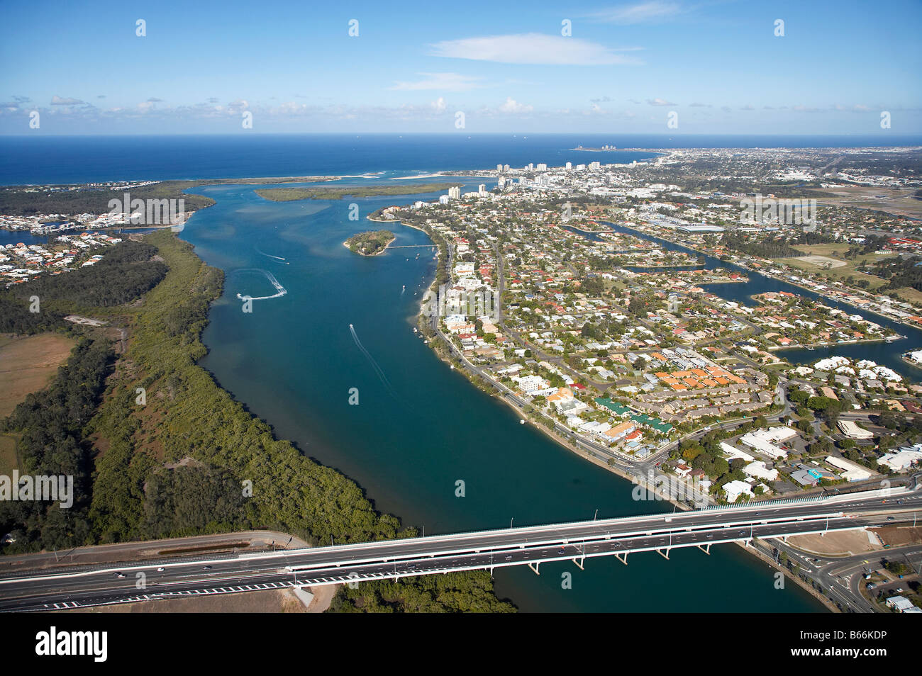 Maroochy River Maroochydore Sunshine Coast Queensland Australia aerial ...