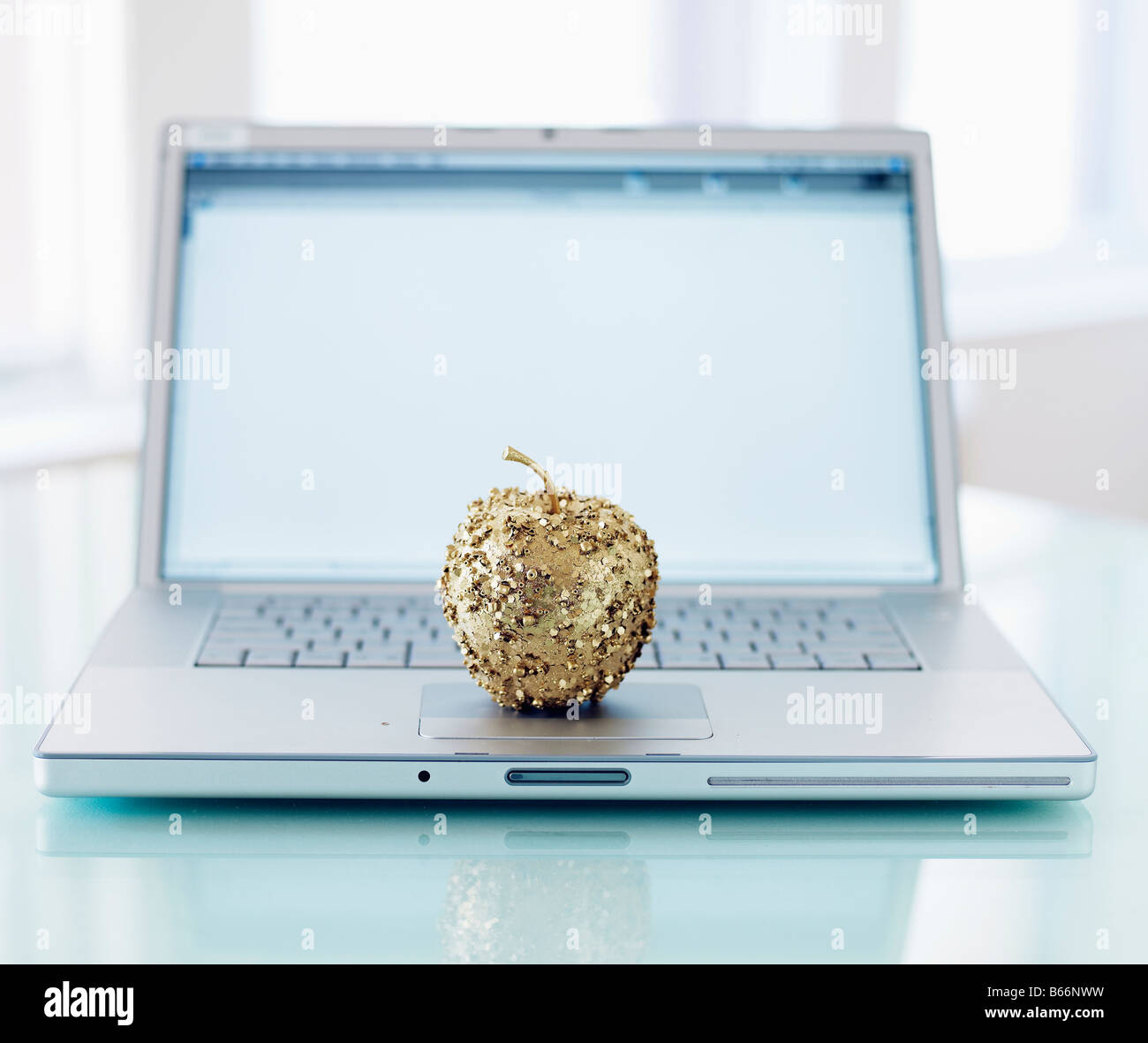 Decorative Apple on Laptop Stock Photo - Alamy