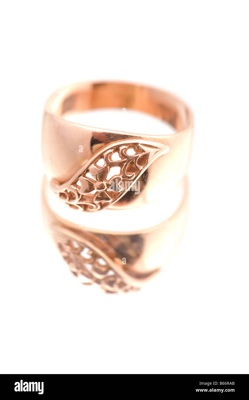 object on white Golden ring on white Stock Photo - Alamy