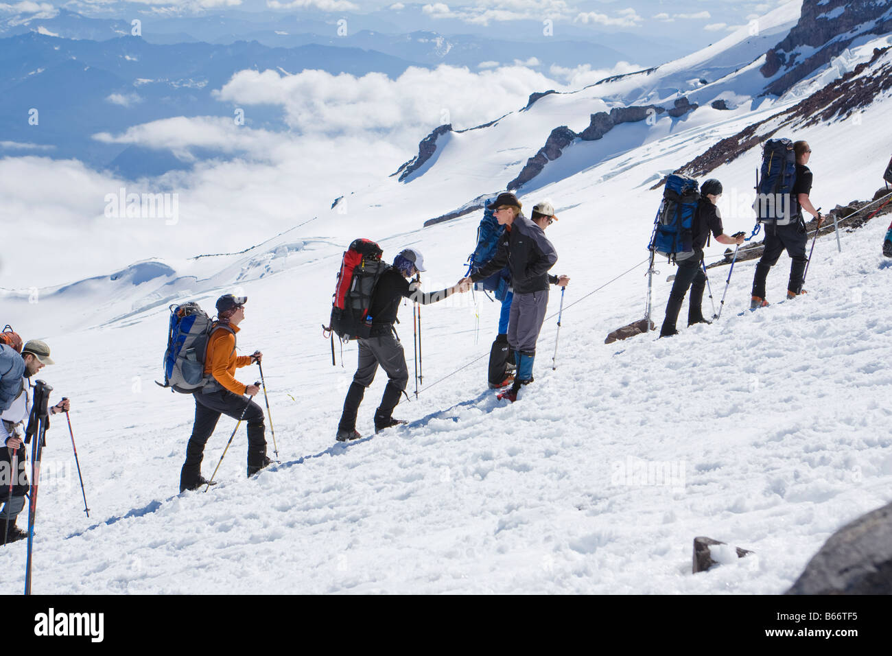 Rainier Mountaineering Guides meet their climbing clients as they ...