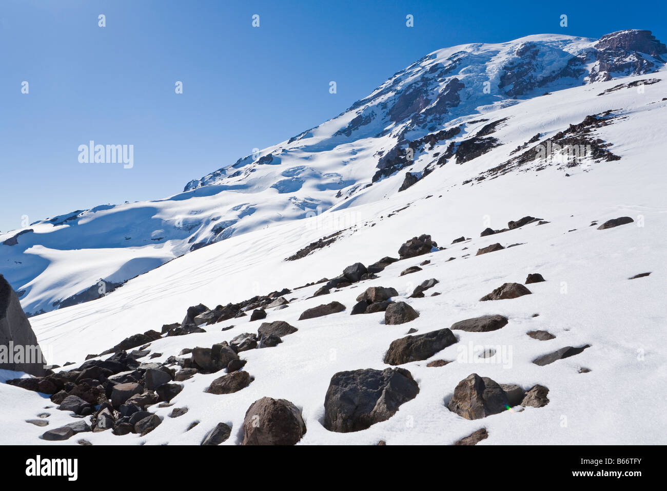 South side of Mt Rainier in Mt Rainier National Park showing the ...