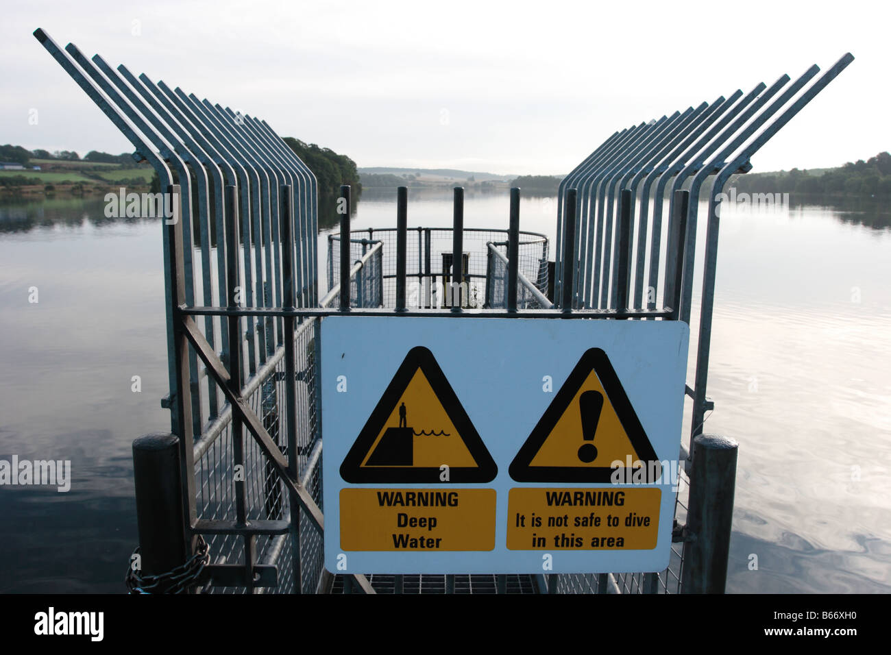 Warning signs displayed at Gartmorn Dam Country Park & Nature Reserve ...
