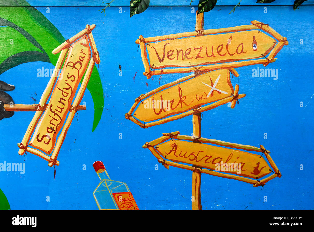 Colored Sign Caribbean Sea Curacao Stock Photo - Alamy