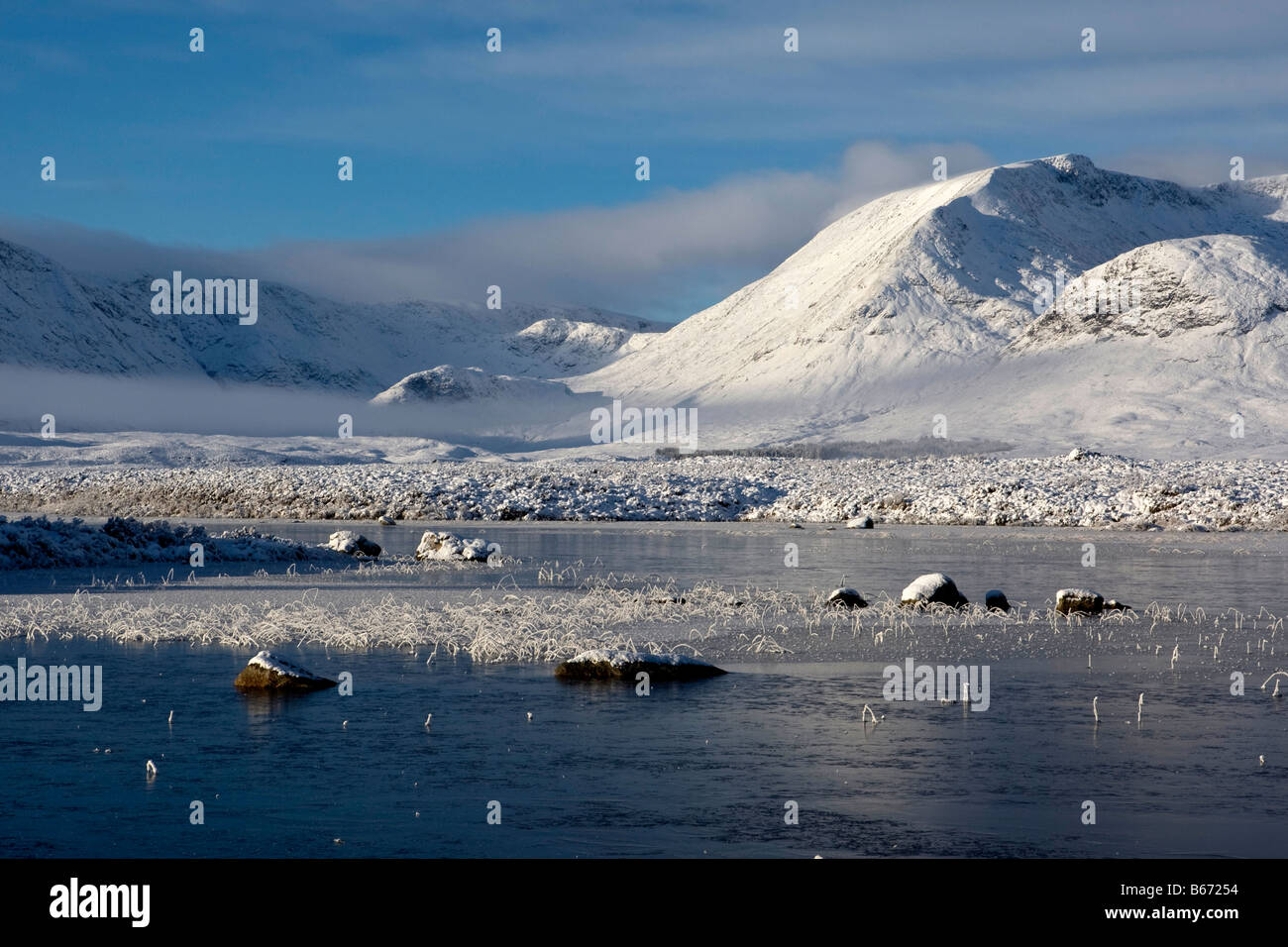 Beautiful morning scene across Rannoch Moor highlighting the early ...