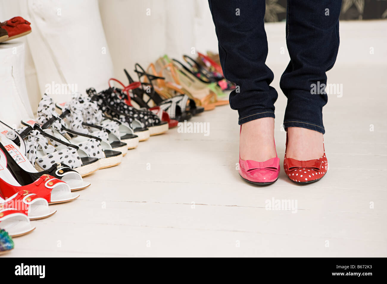 Woman Trying Shoes Shoe Shop High Resolution Stock Photography and ...