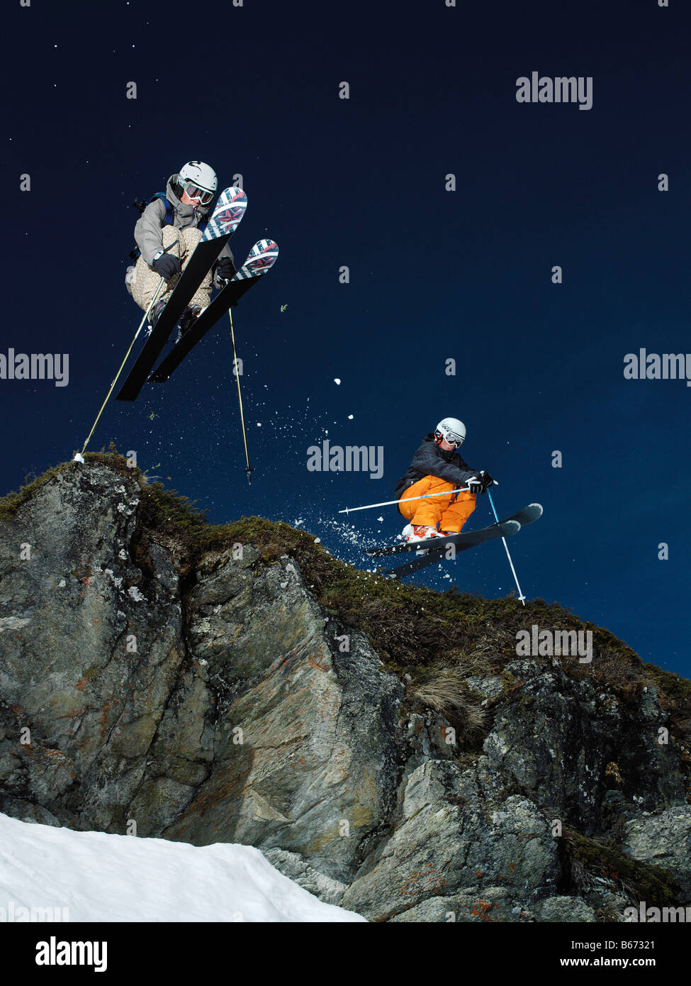 Two Skiers Jumping High Resolution Stock Photography and Images - Alamy
