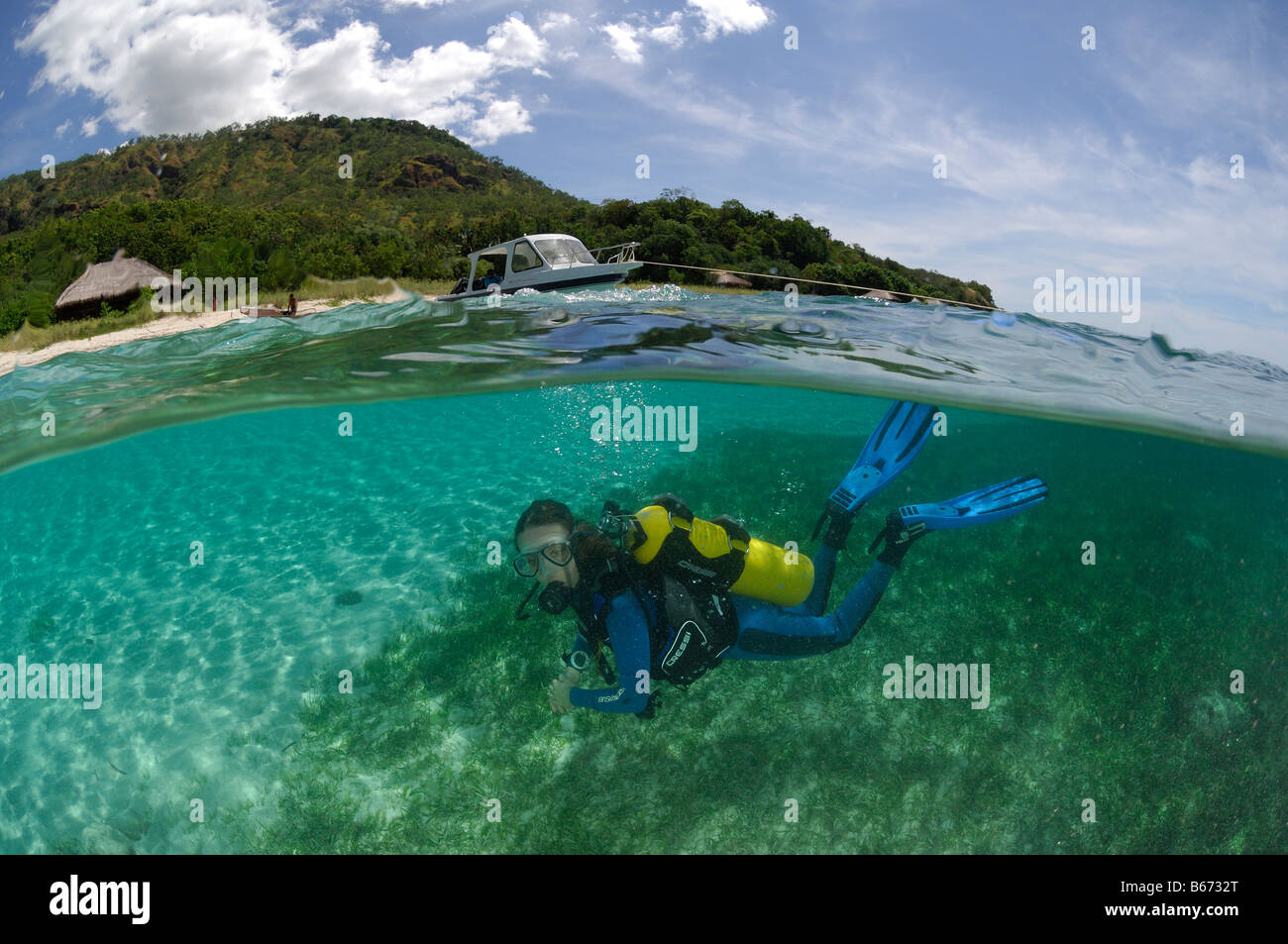 Diving in Lagoon Alor Lesser Sunda Islands Indo Pacific Indonesia Stock ...