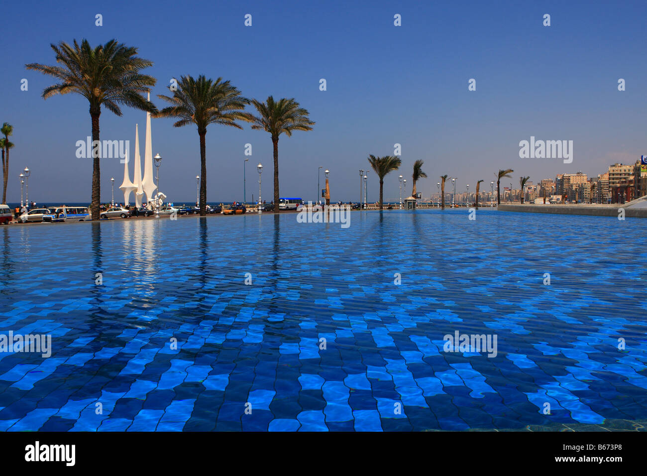 Swimming pool outide of Bibliotheca Alexandrina Alexandria Library ...