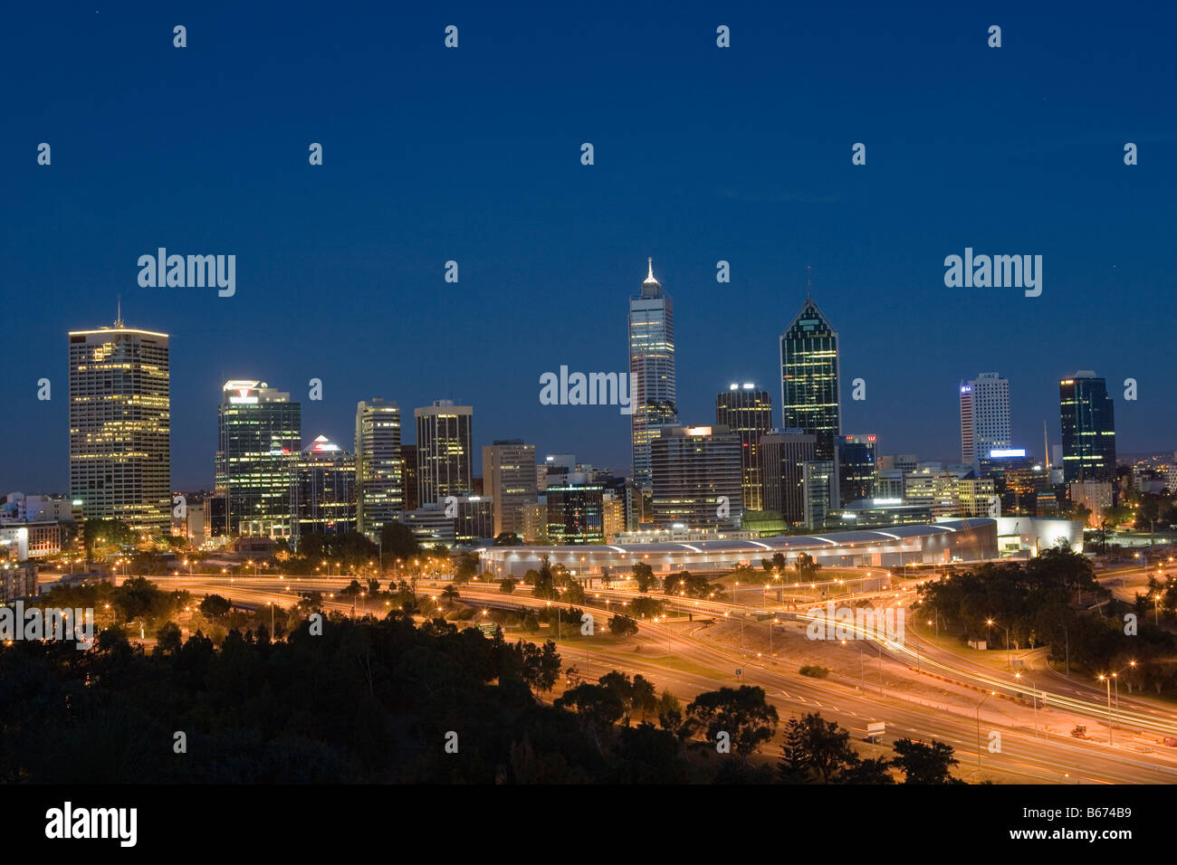 Perths skyline at night Stock Photo - Alamy