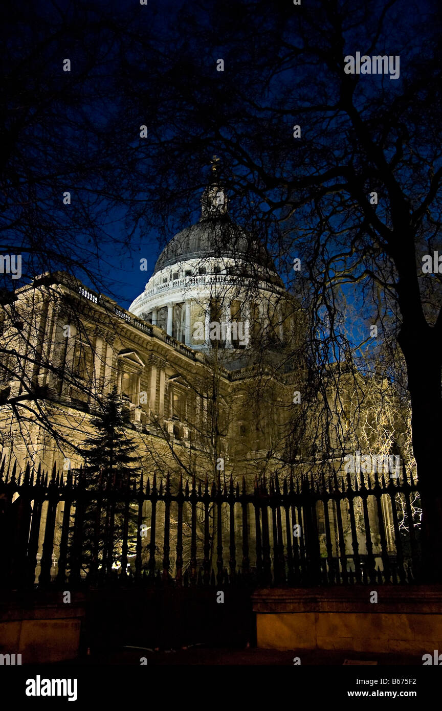 st pauls cathedral at night time with trees surrounding the dome Stock ...