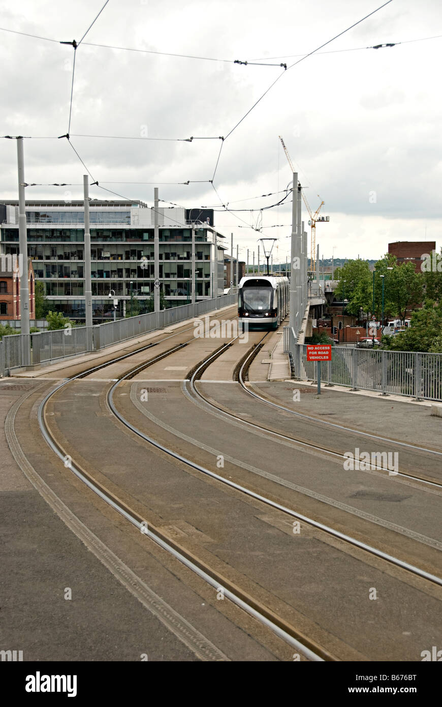 nottingham tram on the approach to station street terminus at ...