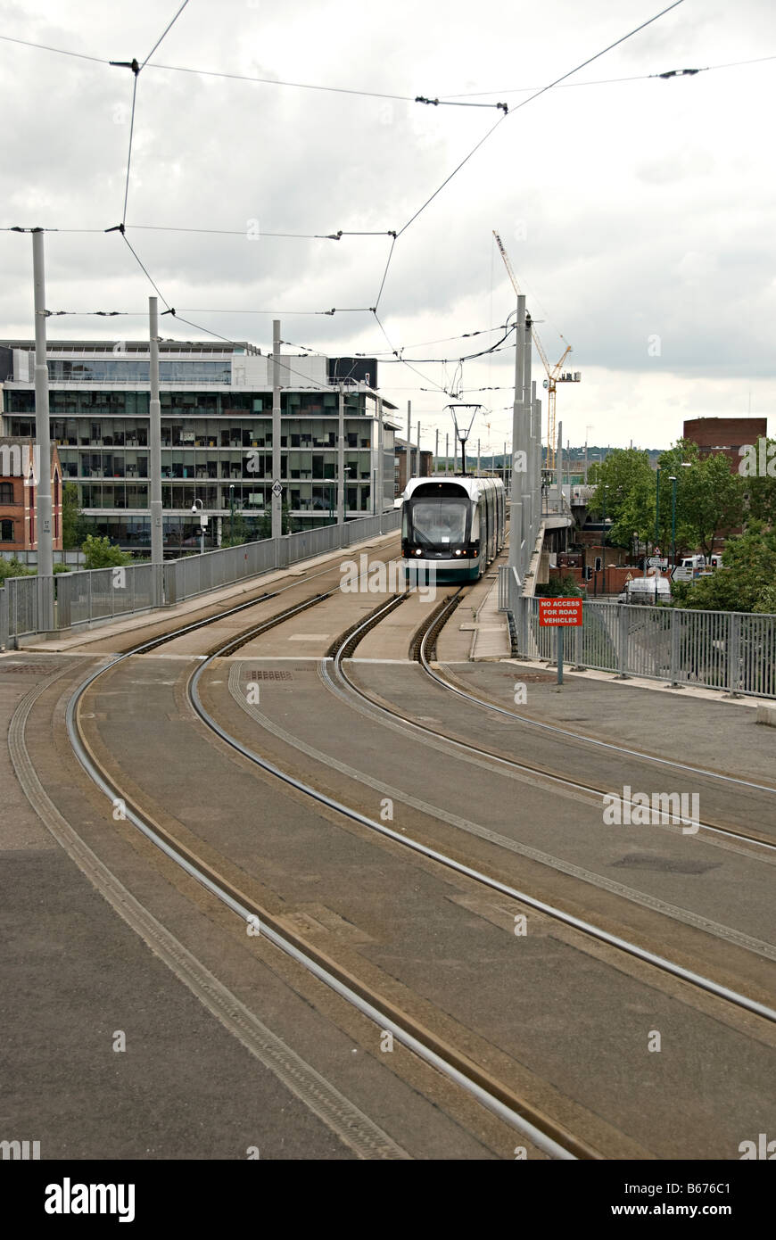 nottingham tram on the approach to station street terminus at ...