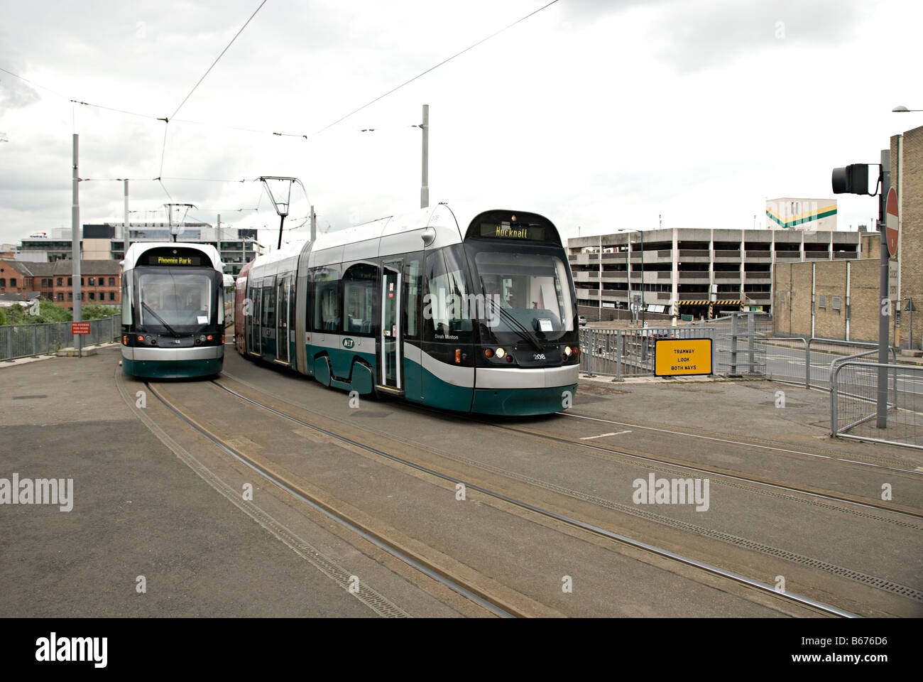 nottingham tram on the approach to station street terminus at ...