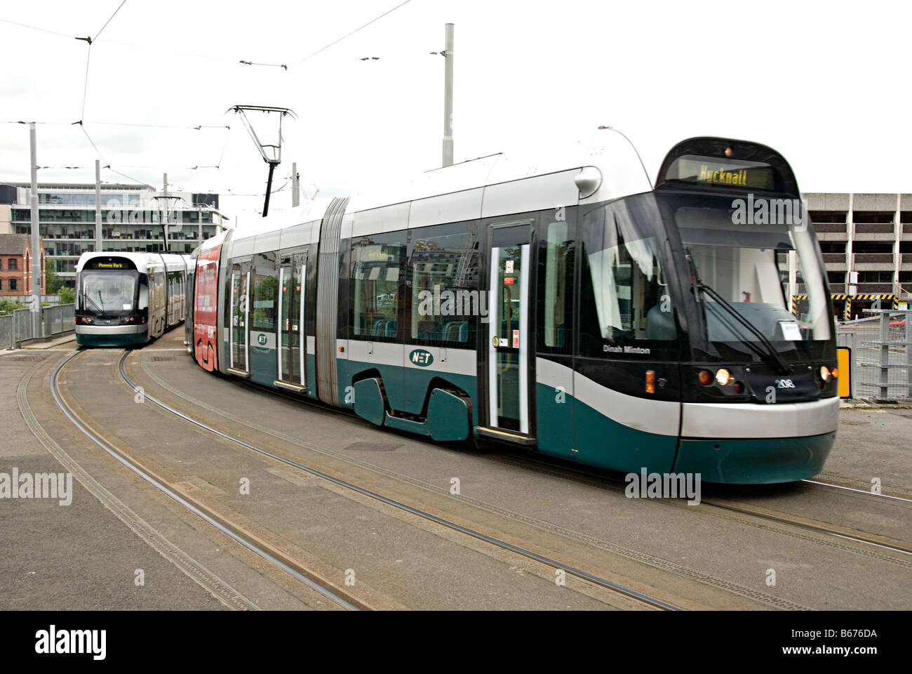 nottingham tram on the approach to station street terminus at ...