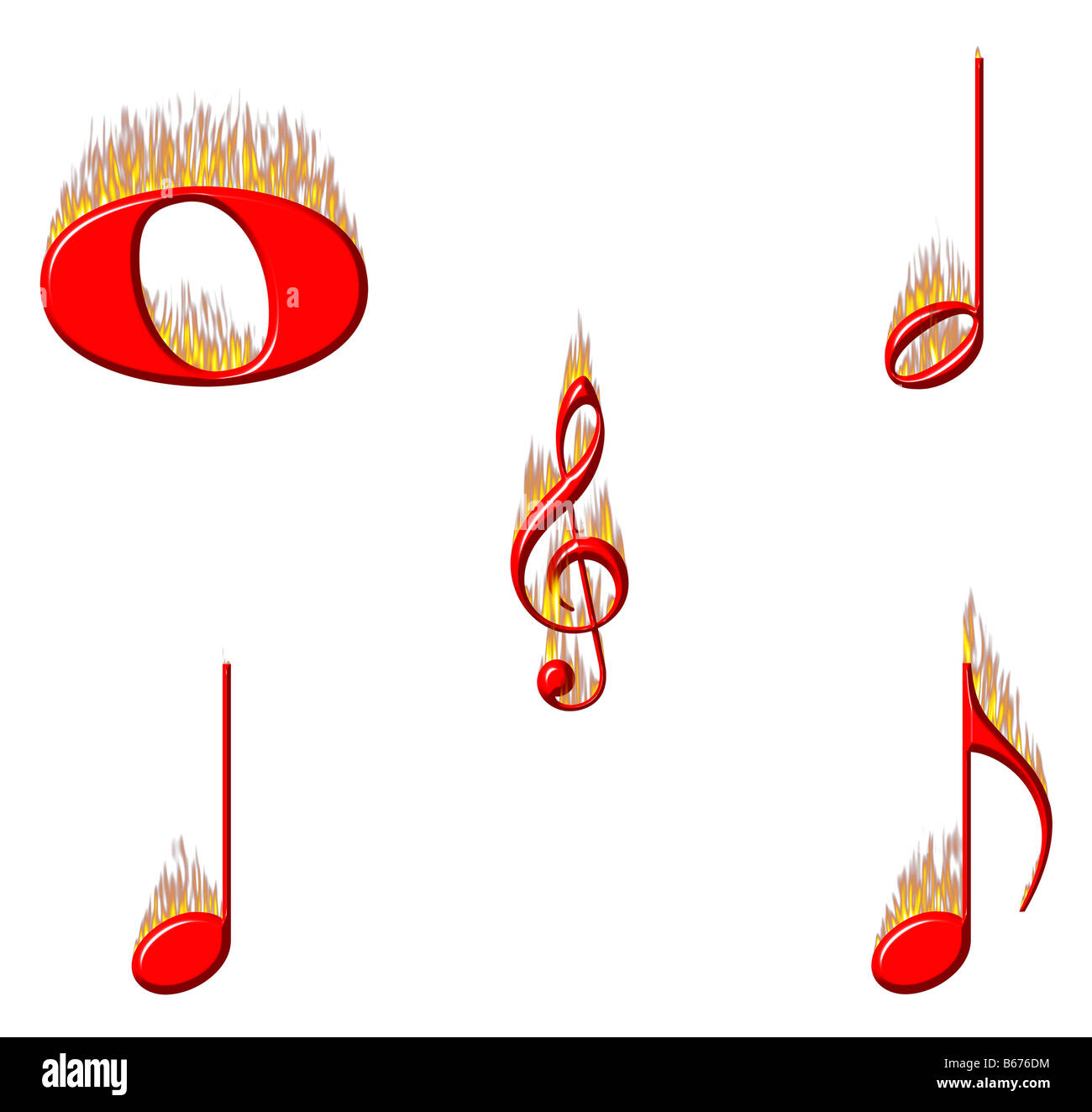 Music notes on fire part 1 of 2 Stock Photo - Alamy