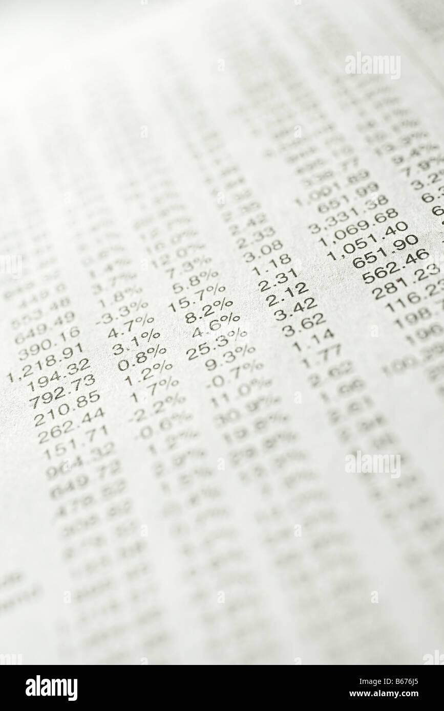 List of percentages Stock Photo - Alamy