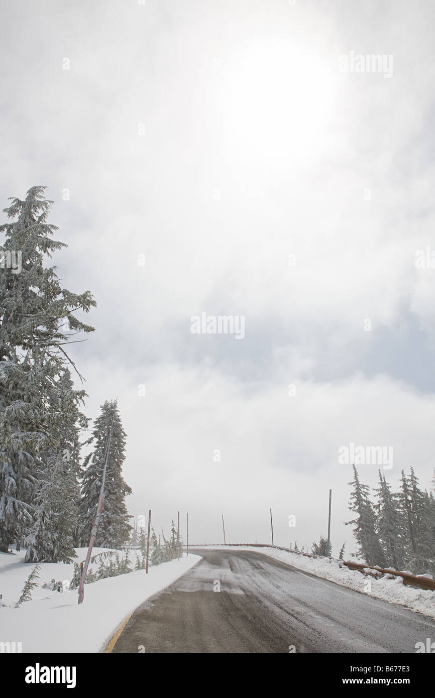 Snow along a road Stock Photo - Alamy