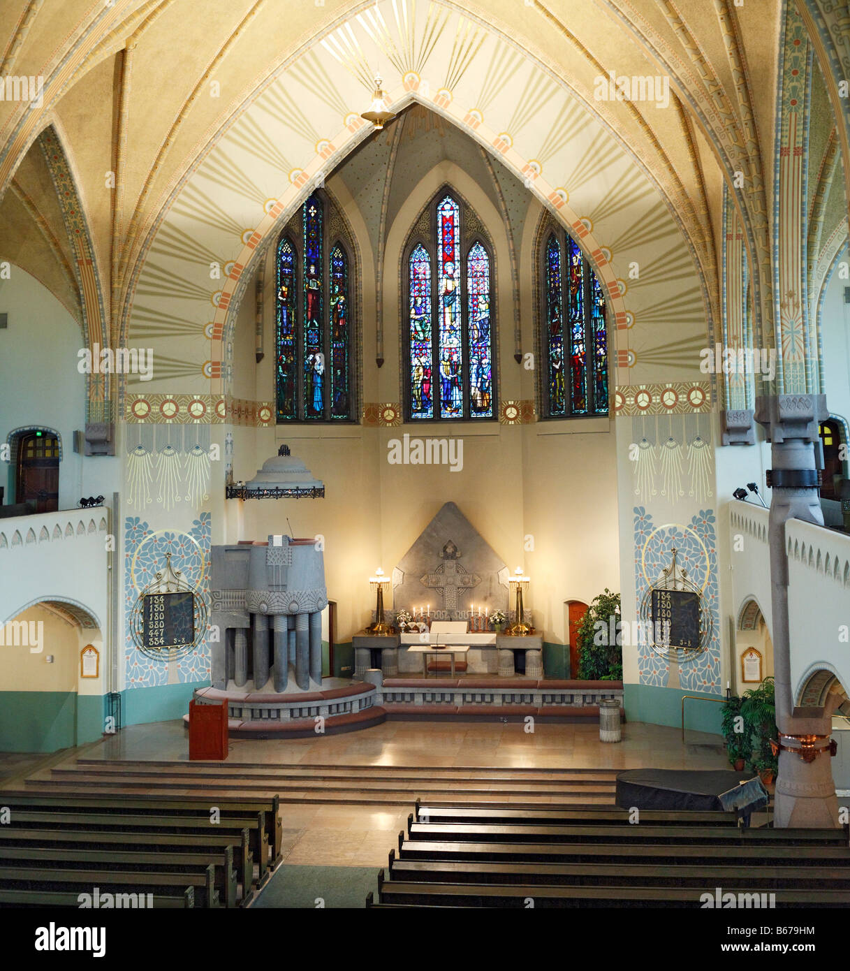 Interior of the church of St. Michael by Lars Sonck (1899-1905), Turku ...
