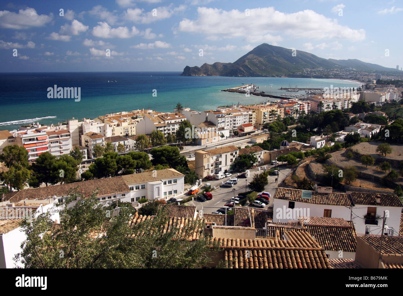 View of the Spanish town Altea and the Mediterranean sea Stock Photo ...