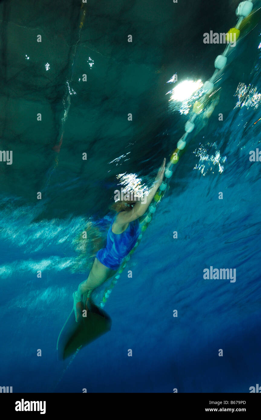 Training with Monofin Stock Photo - Alamy