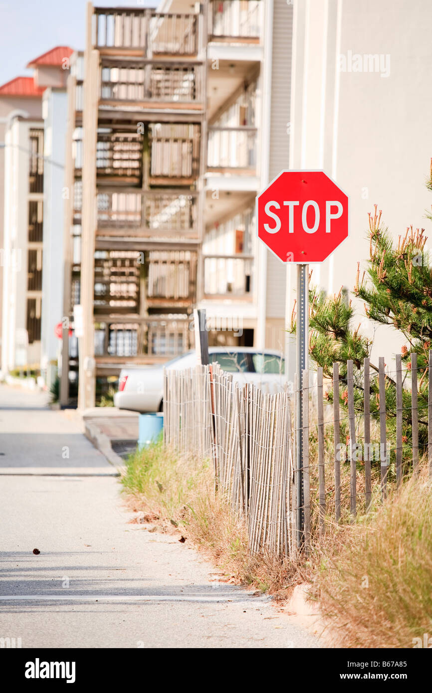 A stop sign along a side street at the beach in Ocean City Maryland ...