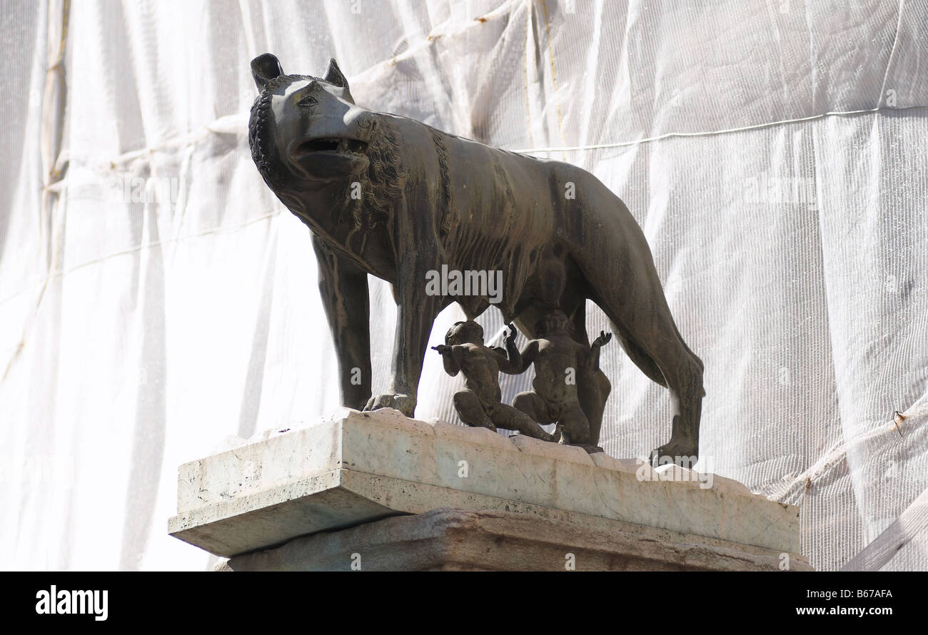 Capitoline Wolf Suckles The Infant Twins Romulus And Remus Rome Italy ...