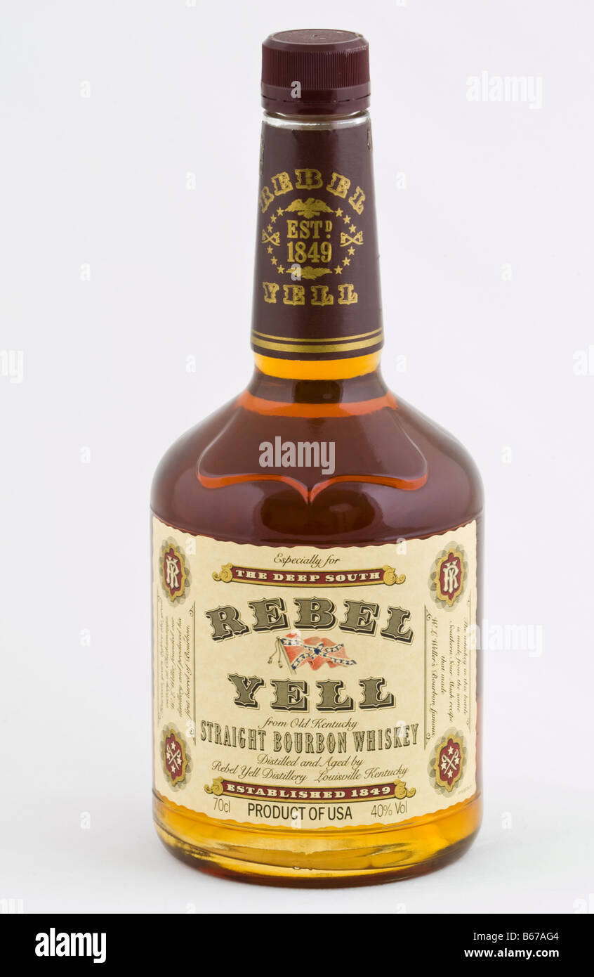Bottle of Rebel Yell Straight Bourbon Whiskey distilled at Rebel Yell ...