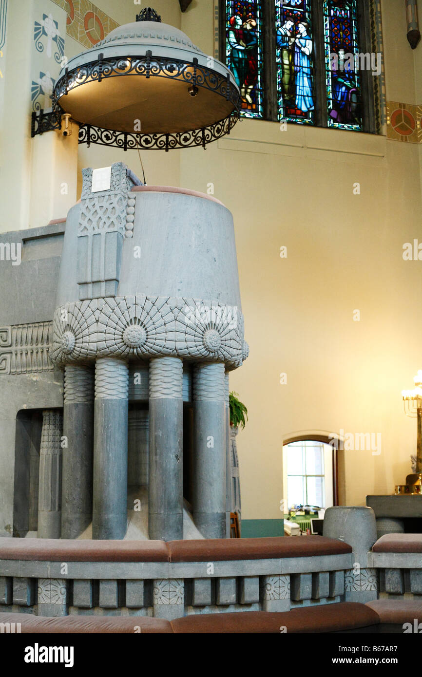 Interior of the church of St. Michael by Lars Sonck (1899-1905), Turku ...