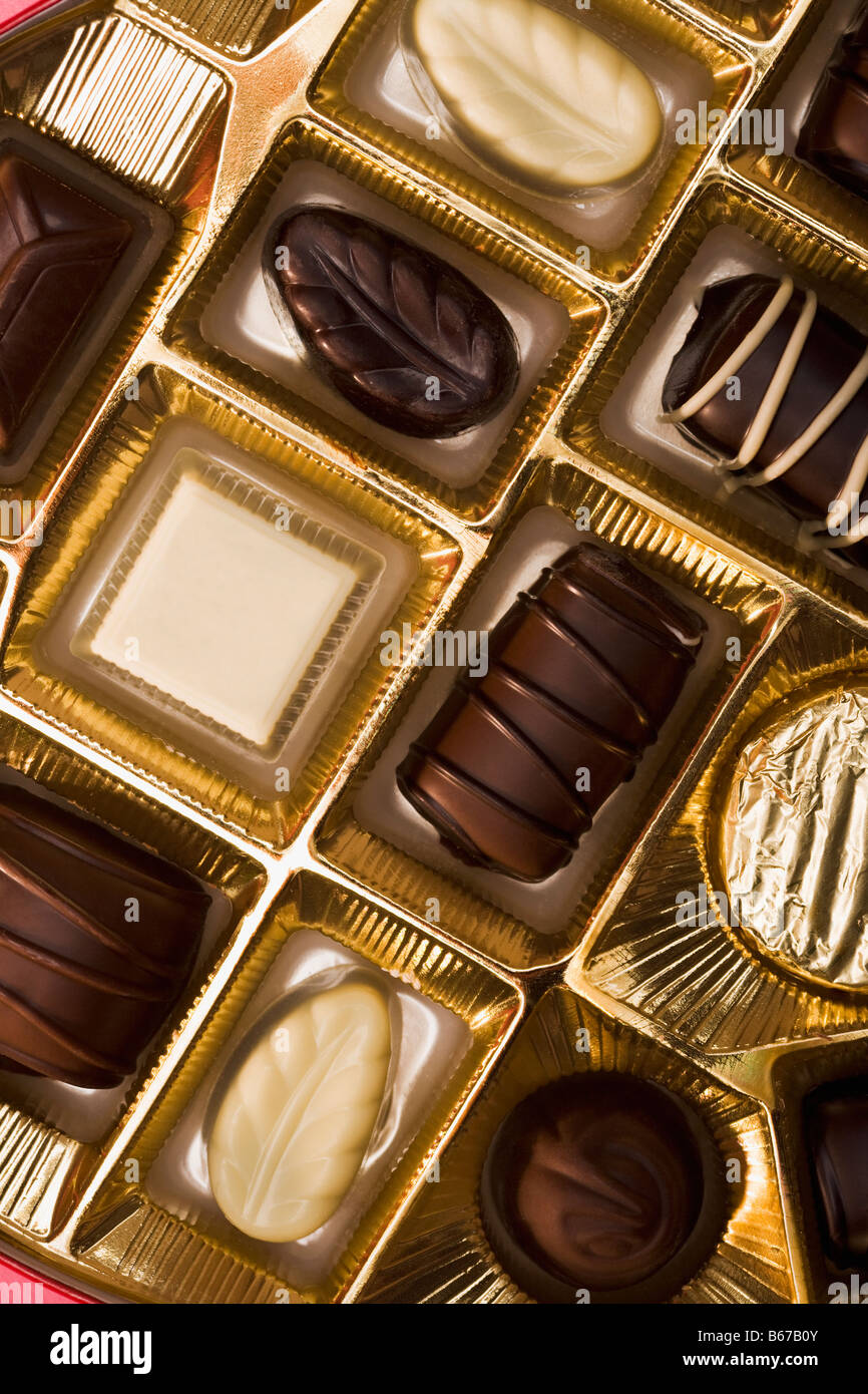 Chocolates in box, close-up Stock Photo - Alamy