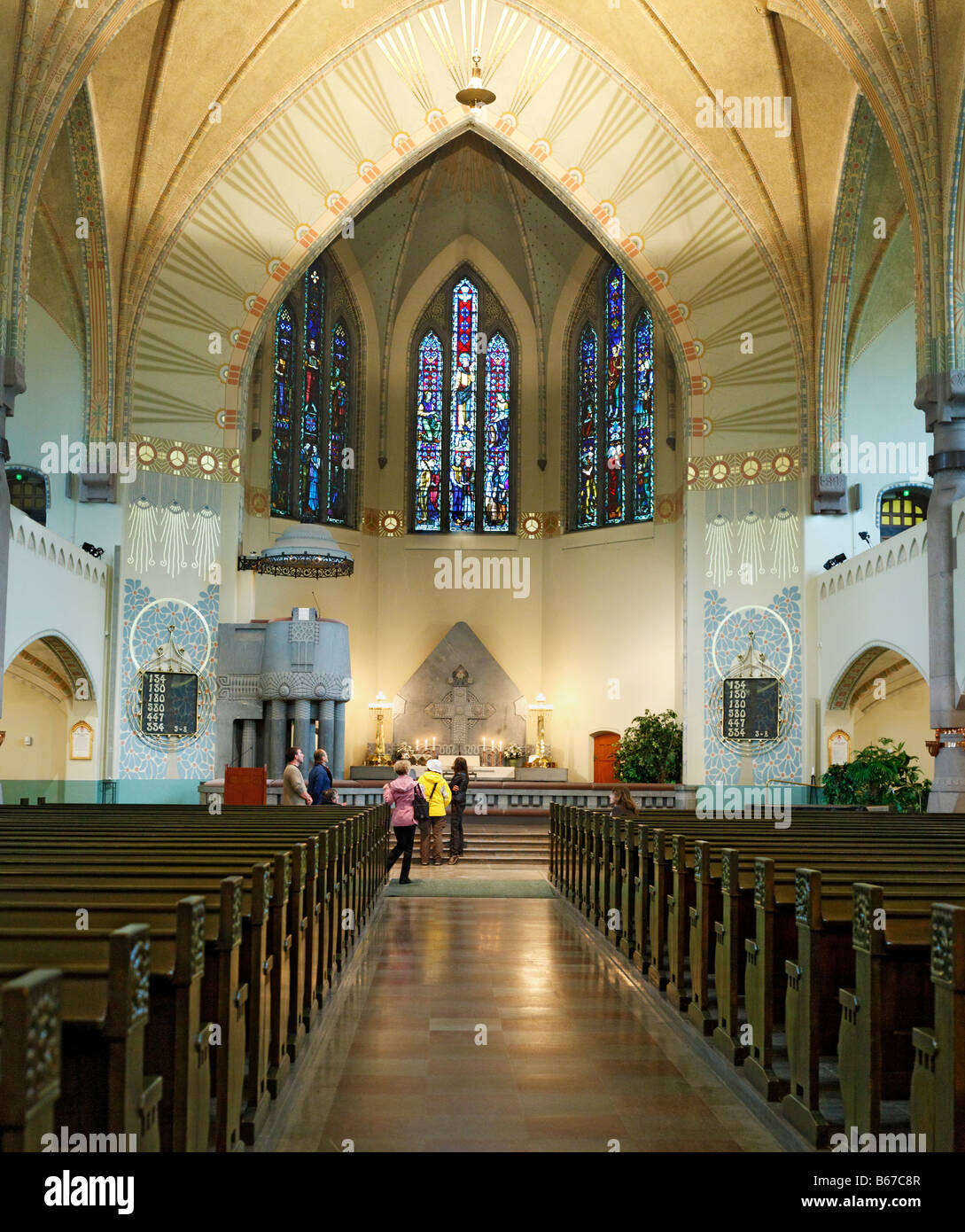 Interior of the church of St. Michael by Lars Sonck (1899-1905), Turku ...