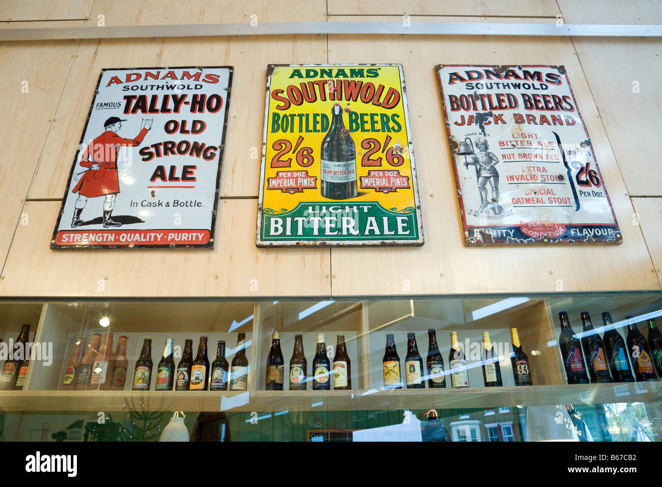 Old Adnams signs in the new Adnams store, Southwold, Suffolk, England ...