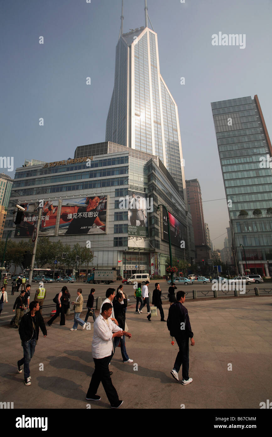 China Shanghai Renmin Square skyscraper people Stock Photo - Alamy