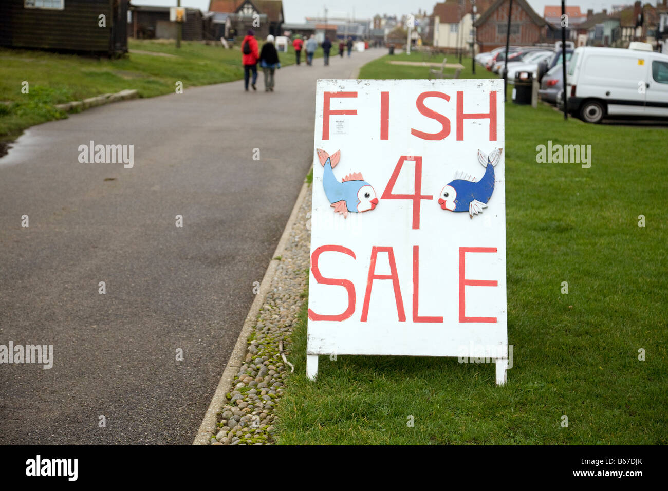 Fish for Sale sign, Aldeburgh, Suffolk, England Stock Photo - Alamy