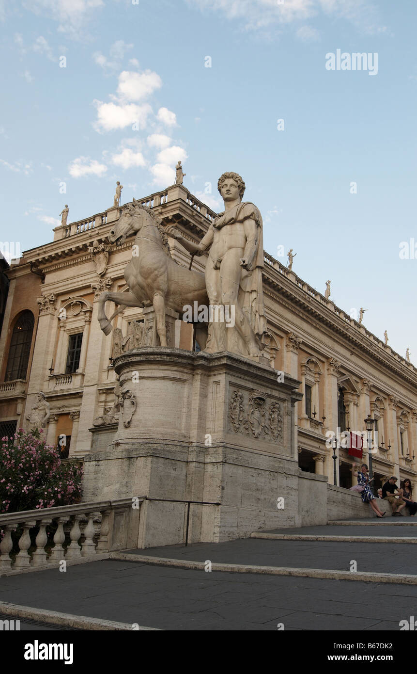 The ancient statue on Piazza del Campidoglio Rome Italy Stock Photo - Alamy