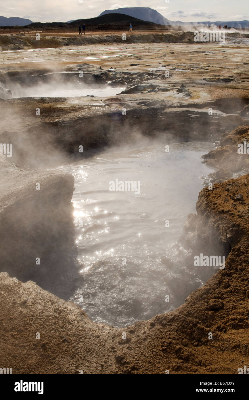 Boiling mud pool at Námafjall geothermal area, near Akureyri, northern ...