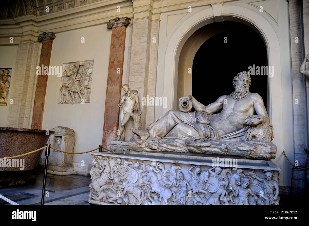 Statue of river god amongst the treasures of the Vatican Museums Stock ...
