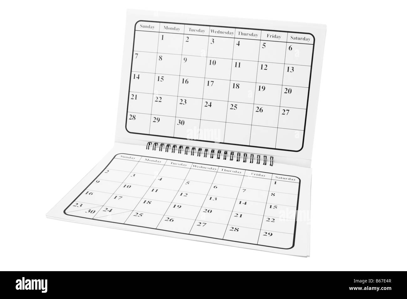 Days of the week calendar Cut Out Stock Images & Pictures - Alamy