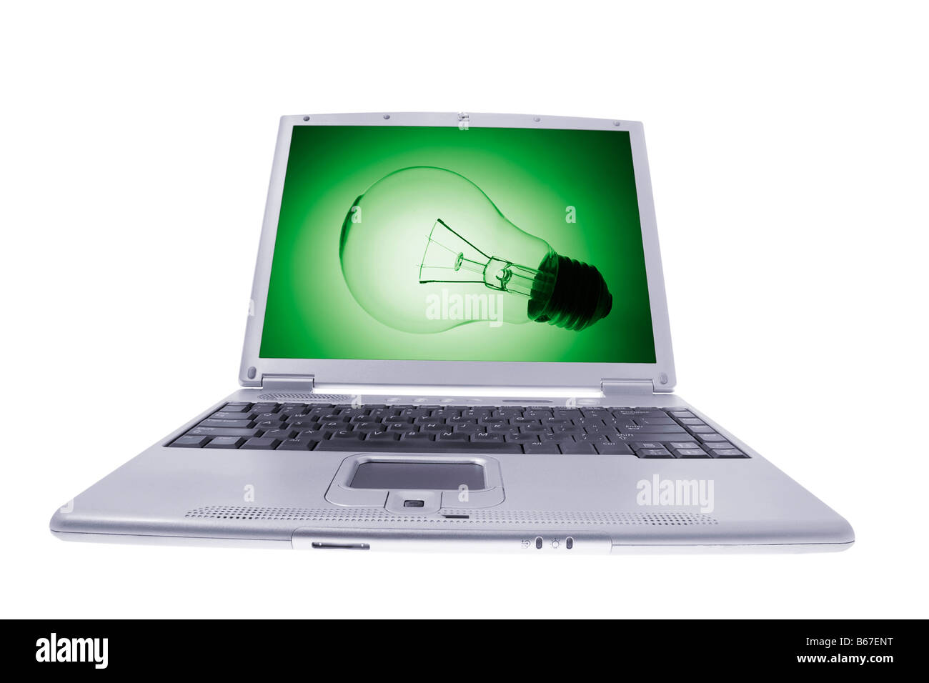 Computer Laptop with Light Bulb on Screen Stock Photo - Alamy