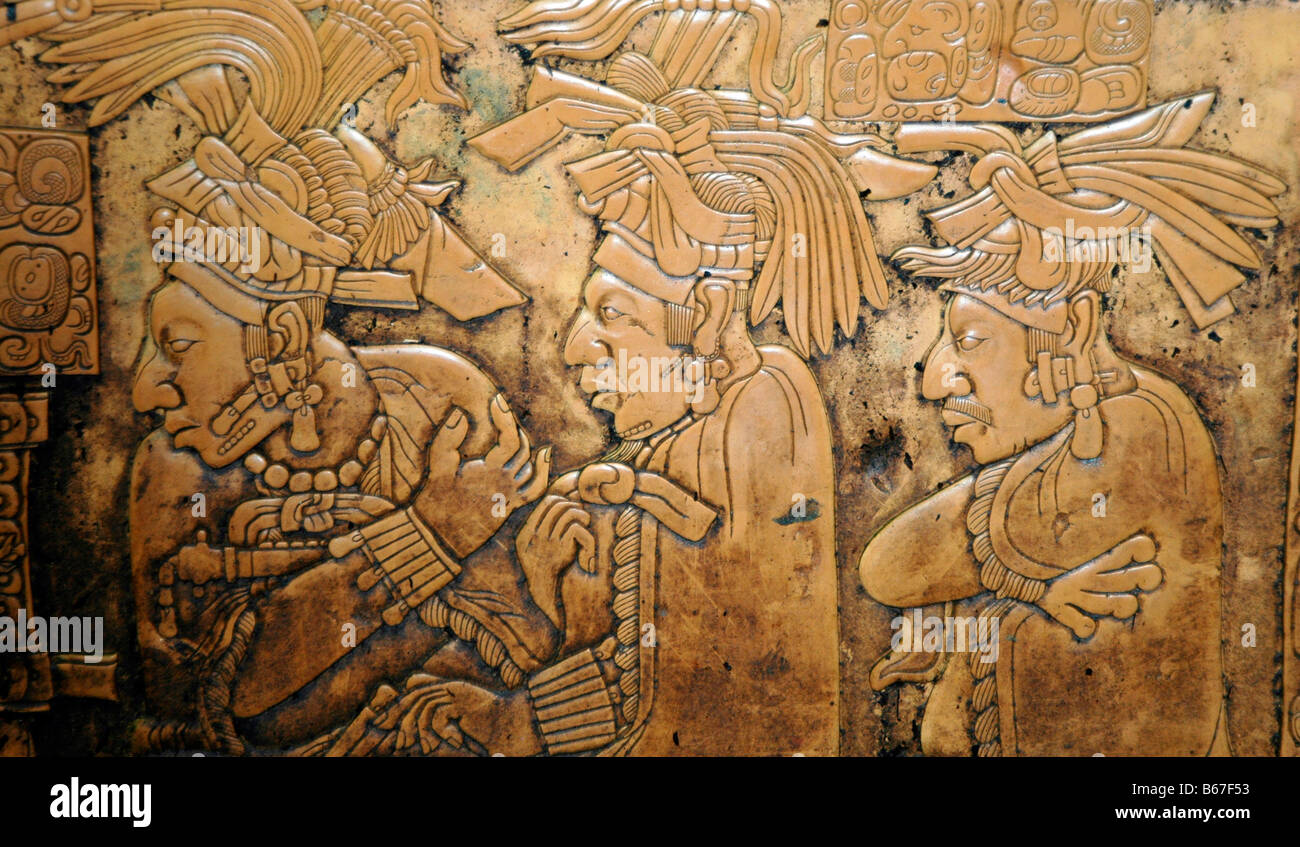 Detail of Mayan kings, Palenque Stock Photo - Alamy