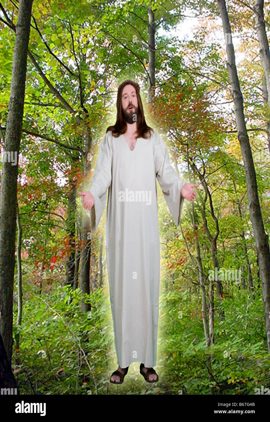 Jesus spreads love in the forest Stock Photo - Alamy