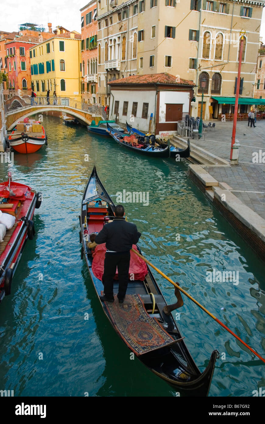 Lone gondolier in Venice Italy Europe Stock Photo - Alamy