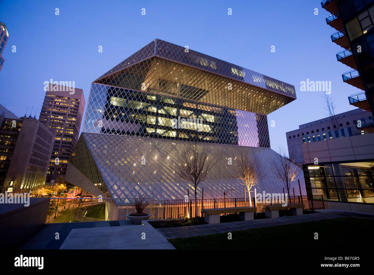 Seattle Central Library Seattle Washington Early Morning Exterior South ...