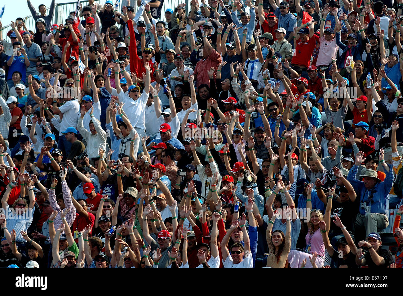 Fans cheering at Shanghai Circuit for Formula 1 racing, Shanghai, China ...